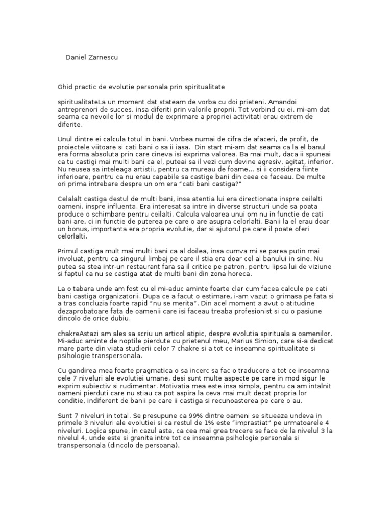 Ghid Practic de Evolutie Personala Prin Spiritualitate-Daniel Zarnescu ...