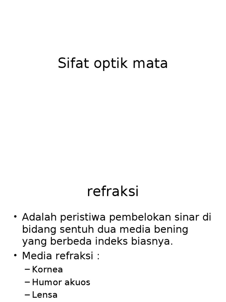 Sifat Optik dan Akomodasi Mata | PDF