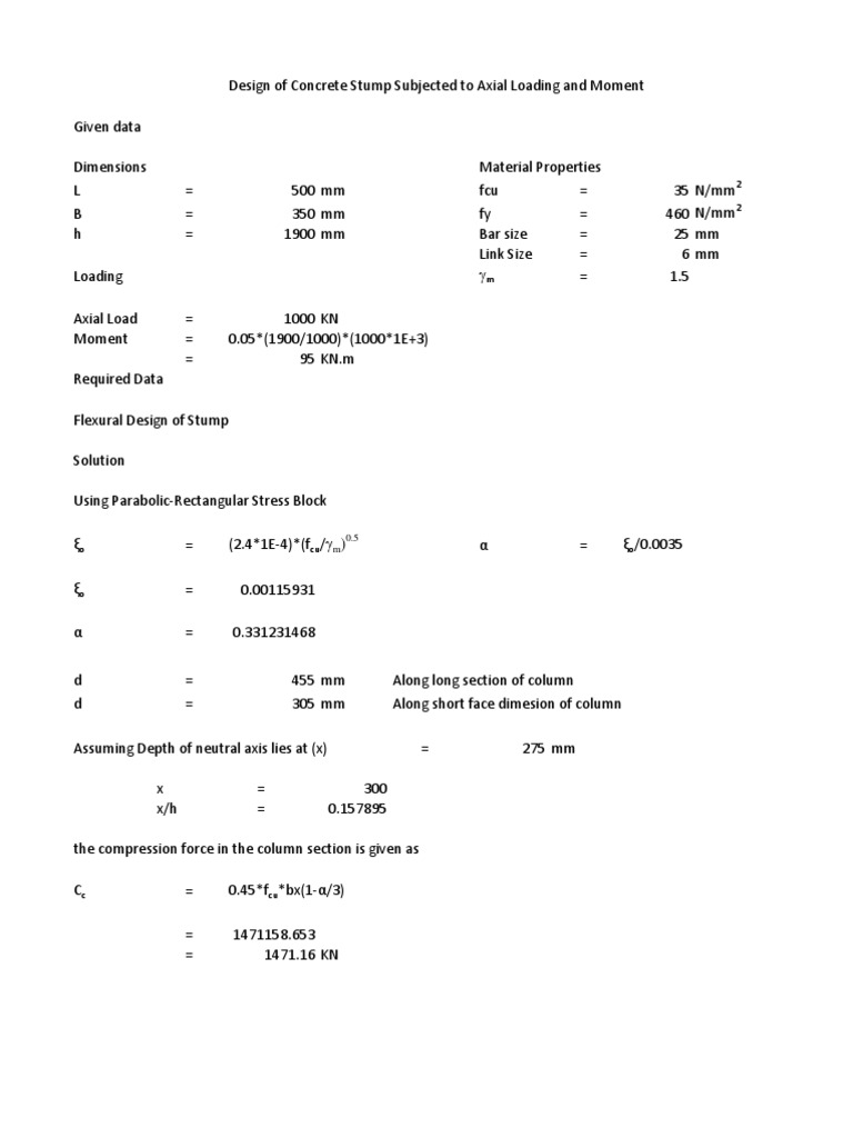 Concrete Stump Design for Axial Loads | PDF | Science & Mathematics
