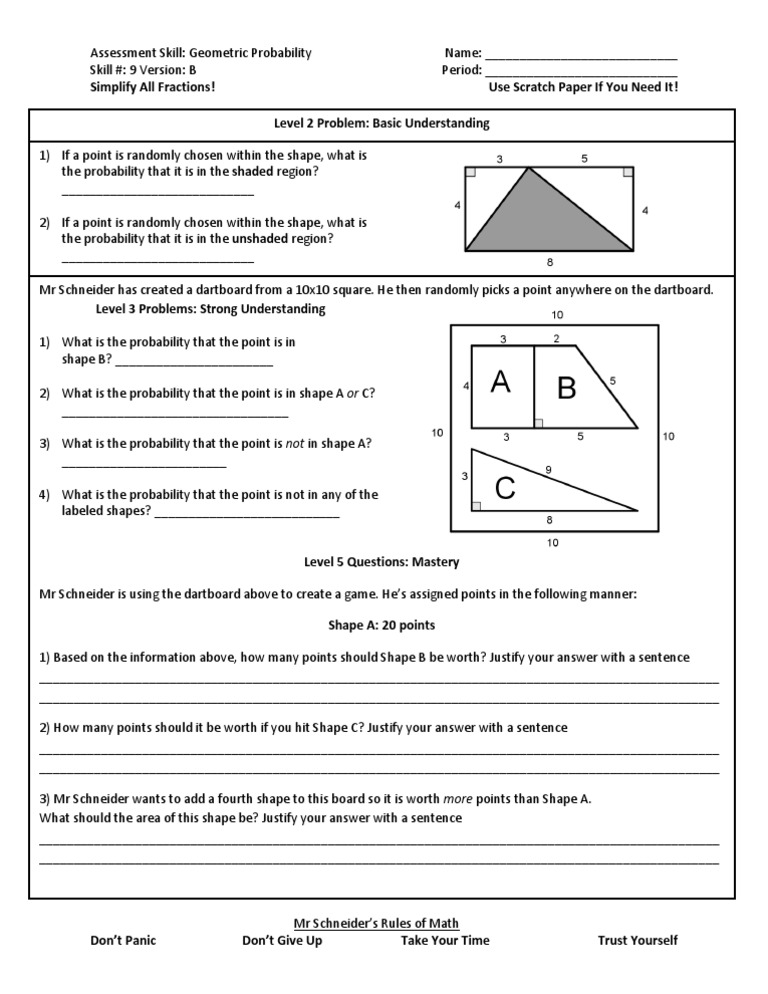 Geometric Probability Assessment | PDF | Teaching Methods & Materials