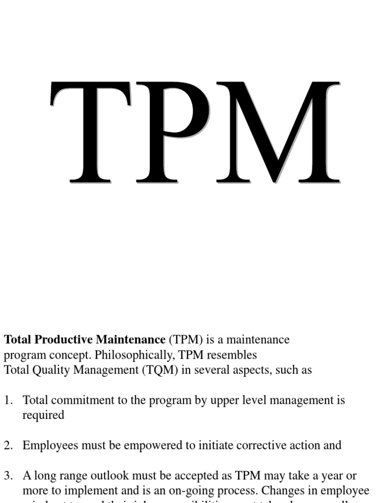 TPM | PDF | Quality Assurance | Operations Management