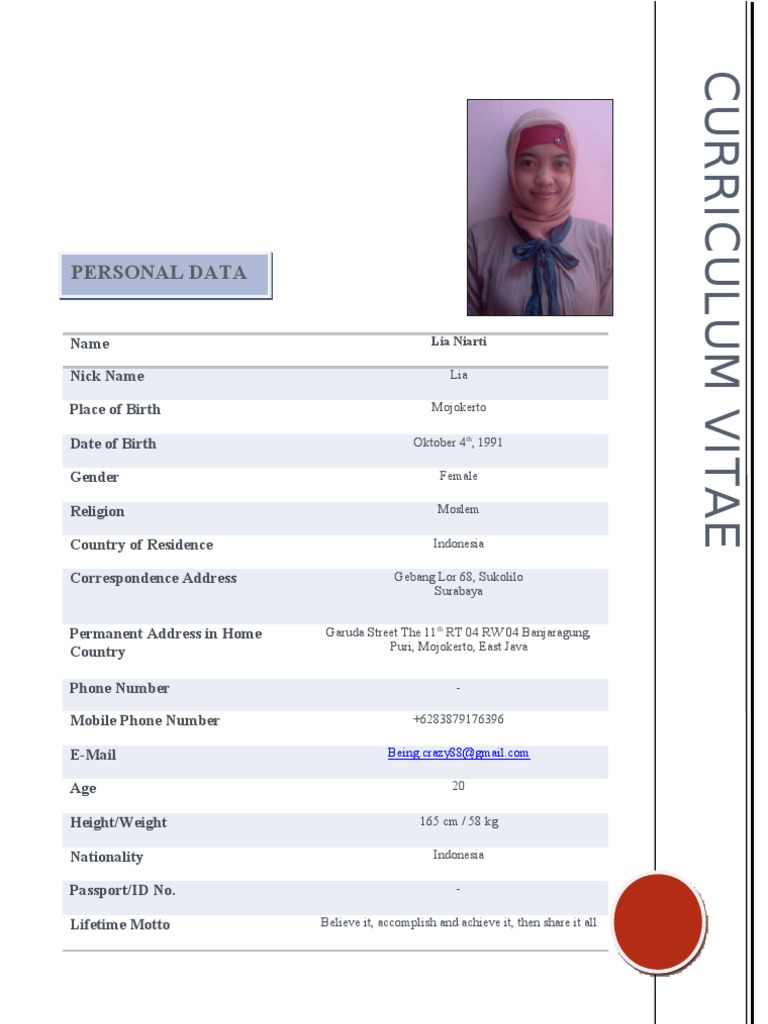 Lia CV | PDF | Secondary School | Microsoft Office