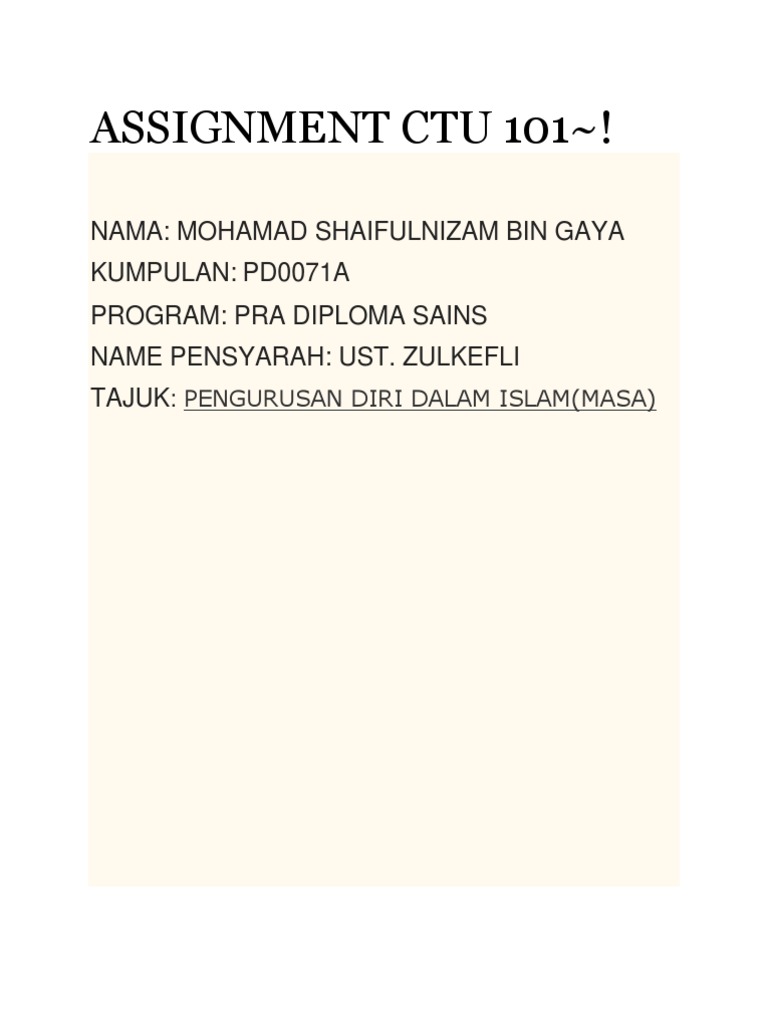 Assignment Ctu 101 Epul Punyew... | PDF | Karier & Perkembangan
