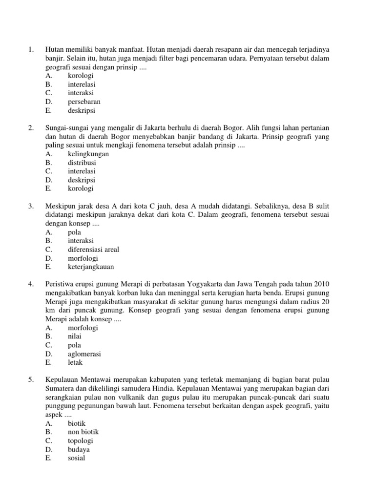 Soal Latihan UN Geografi | PDF | Perjalanan | Sains & Matematika