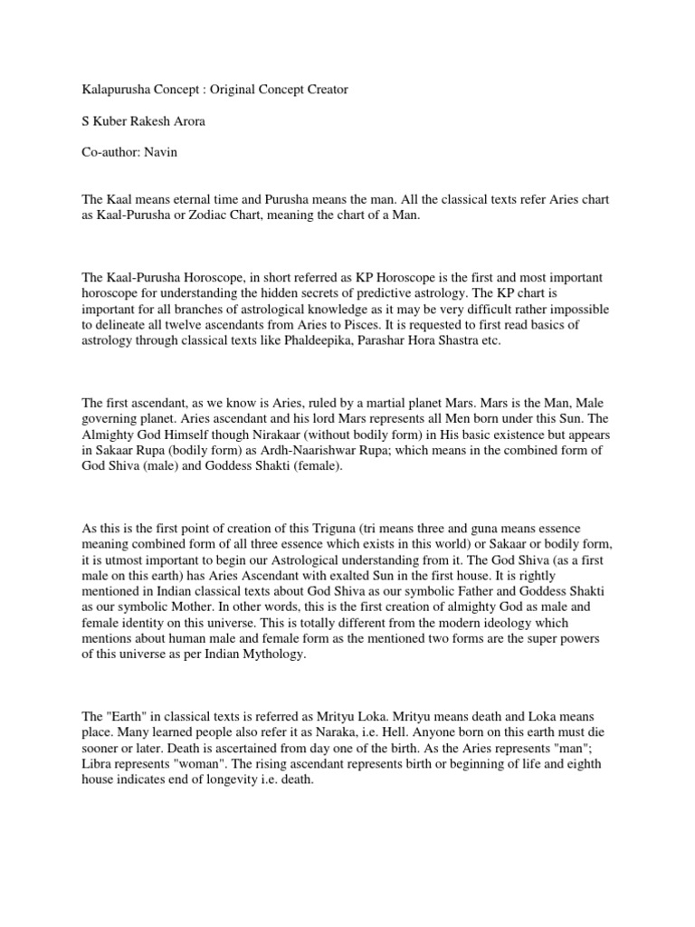 Kalapurusha Concept by Astrologer Rakesh Arora | PDF | Planets In ...