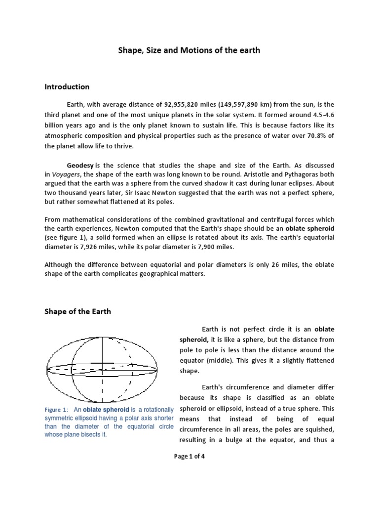 Shape and Size of the Earth Explained | PDF | Equator | Rotation