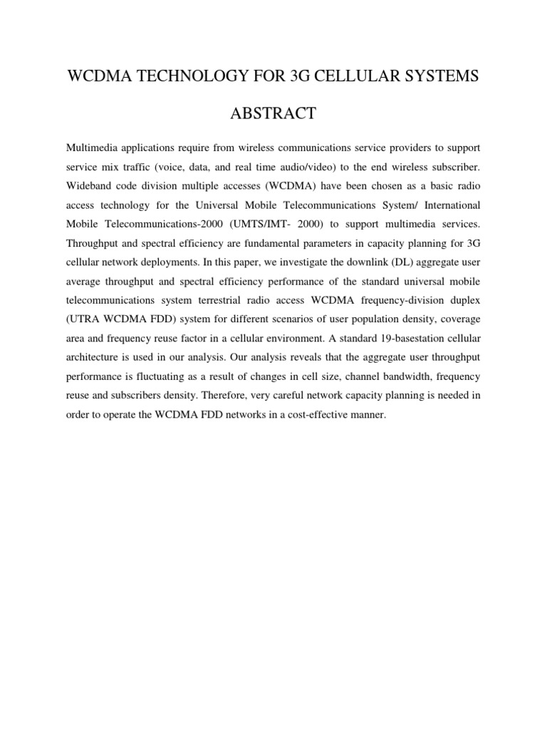 Wcdma Technology For 3G Cellular Systems | PDF