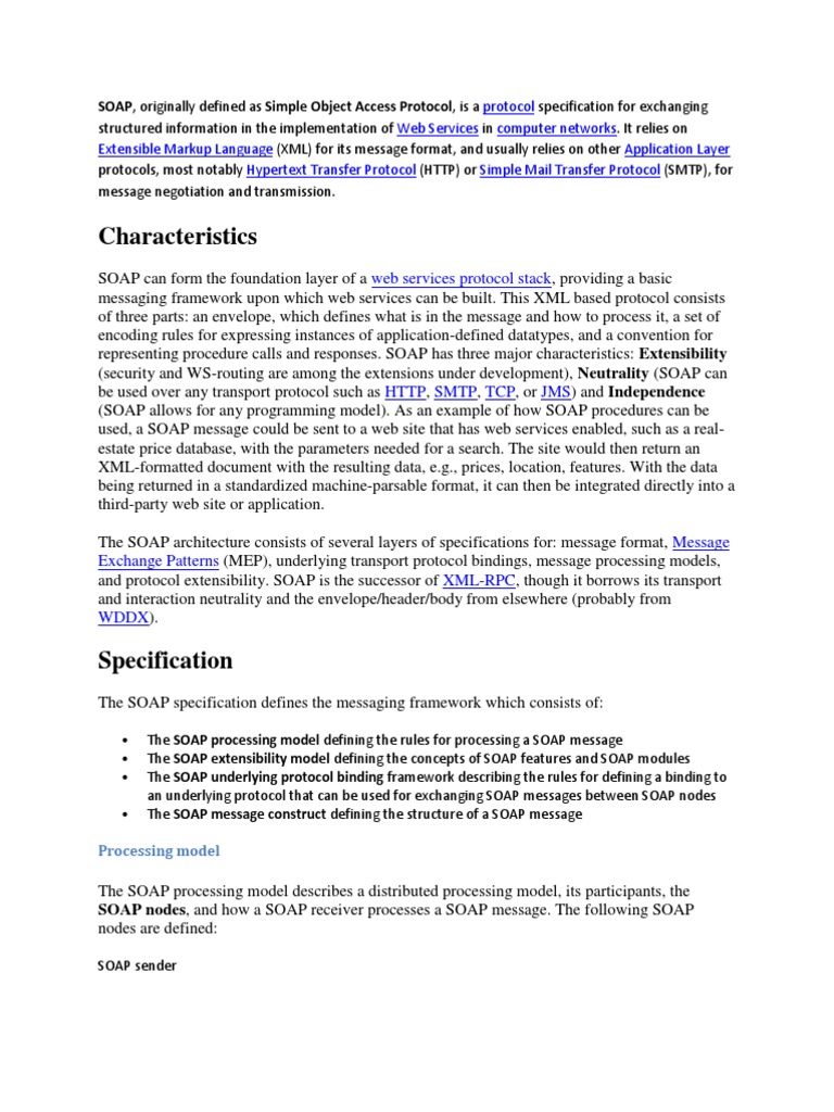 SOAP Protocol Specification for Exchanging XML Data | PDF | I Pv6 | Soap