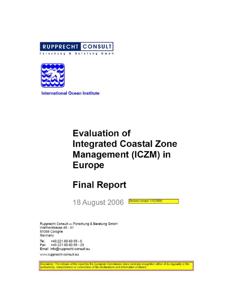 Evaluation Iczm Report PDF | PDF | European Union | Evaluation