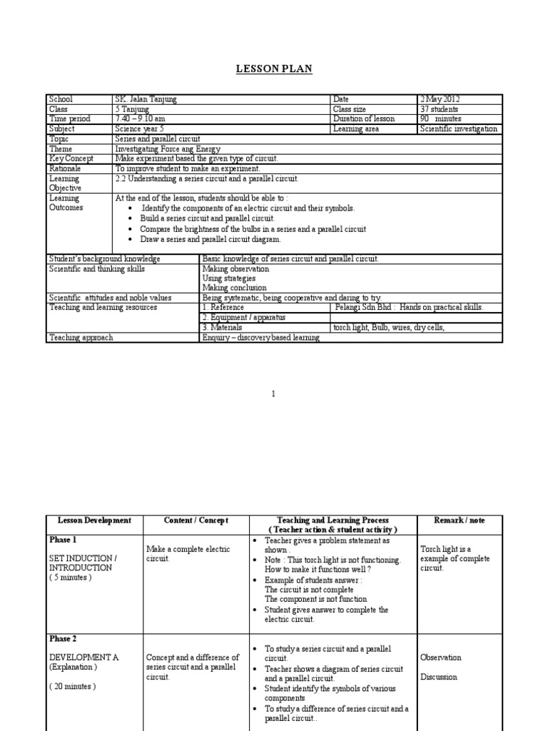 Contoh Lesson Study | PDF | Series And Parallel Circuits | Lesson Plan
