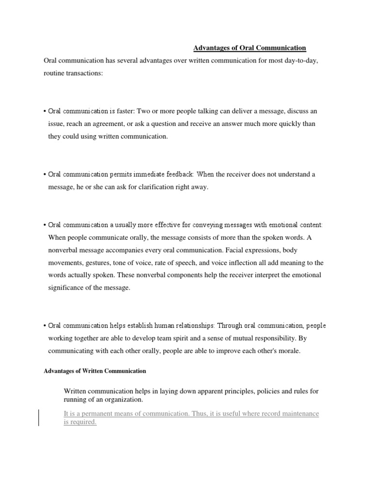 Advantages of Oral Communication | Nonverbal Communication | Speech