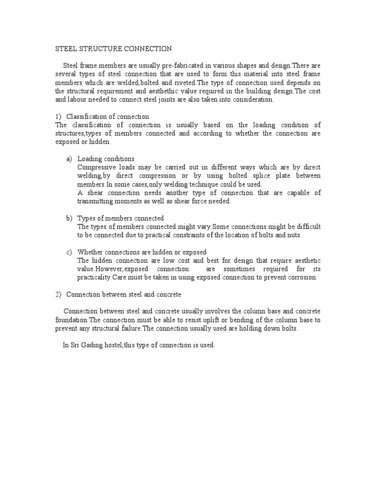 Steel Structure Connection | PDF | Truss | Column