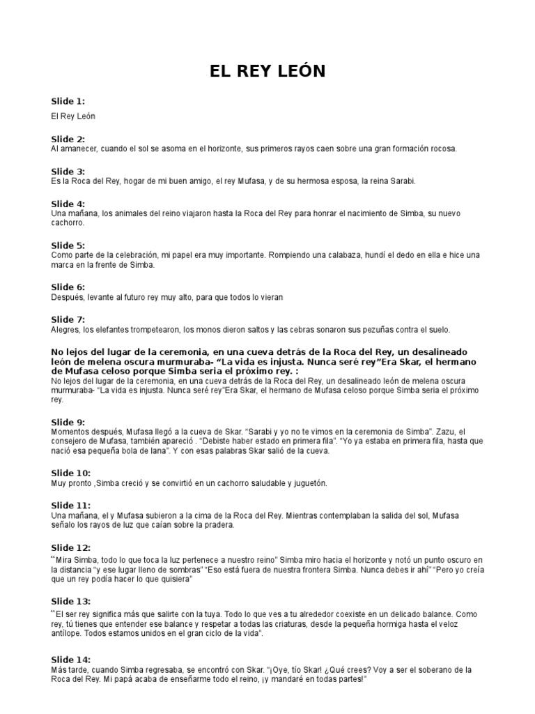 Rey Leon Reducido | PDF | Animación | Ocio