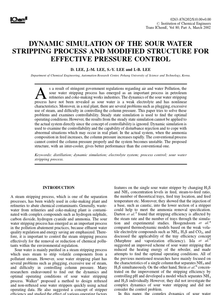 Dynamic Simulation of Sour Water Stripping | PDF | Control System | Water