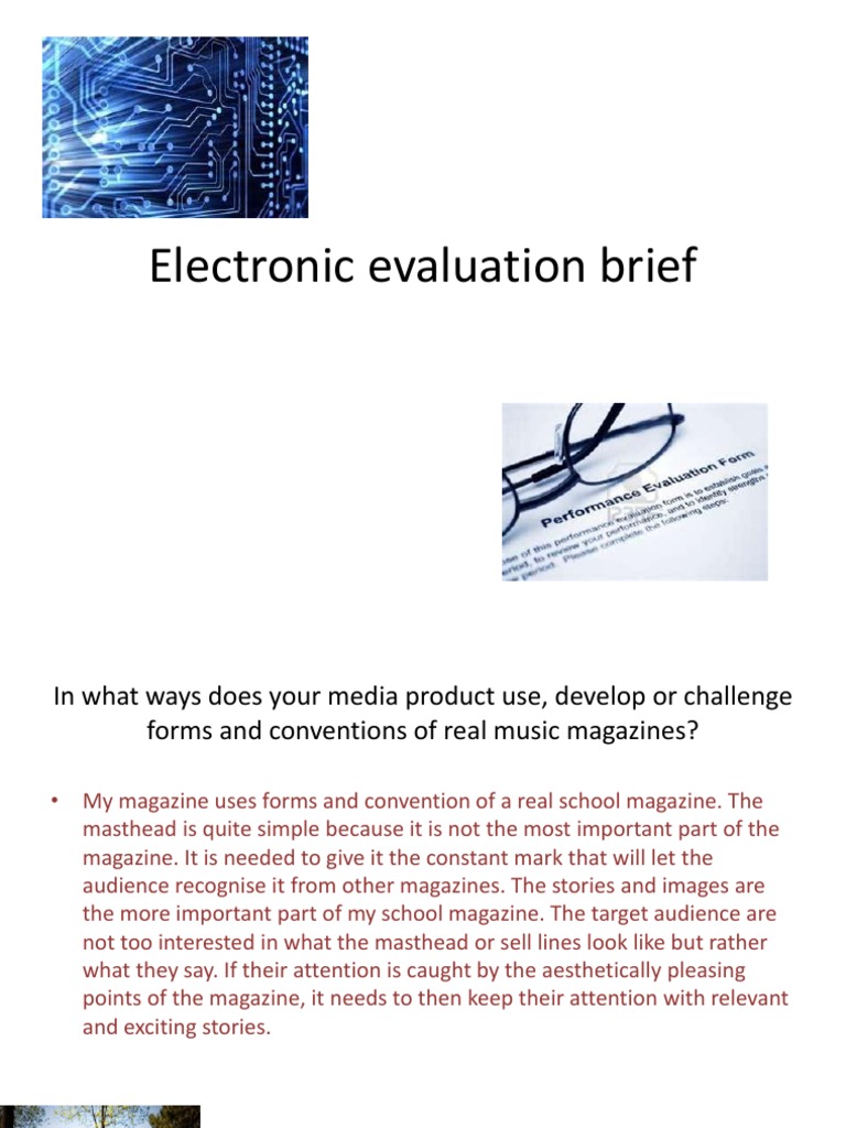 Electronic Evaluation Brief | PDF | Magazines | Communication