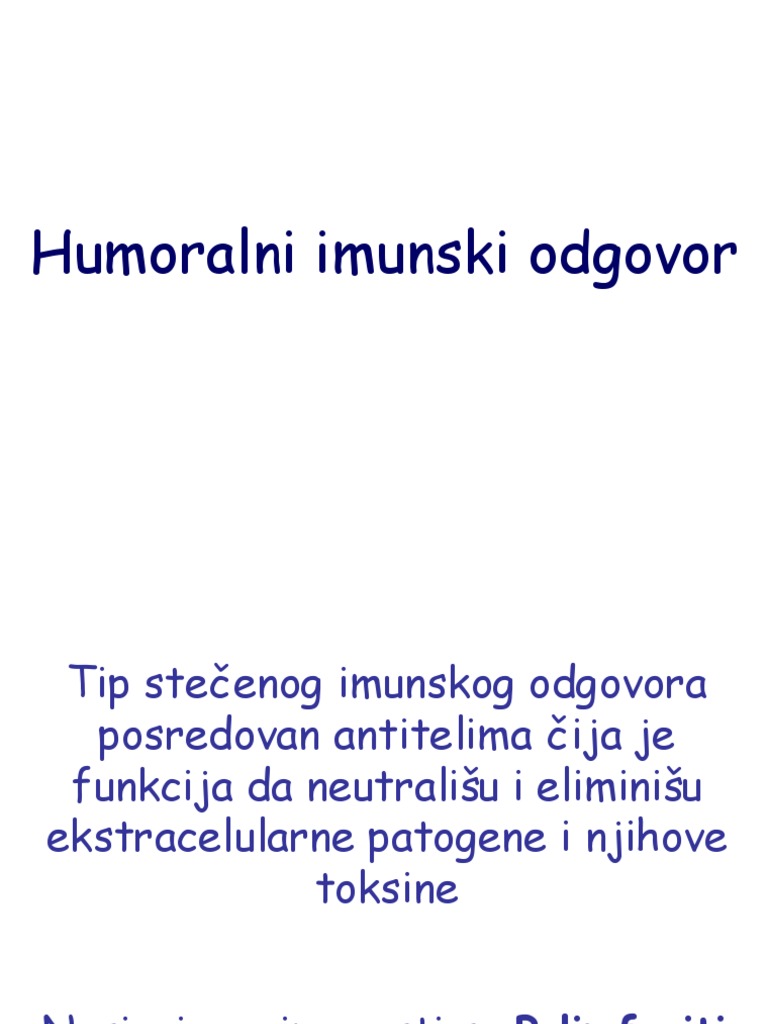 Humoralni Imunski Odgovor | PDF