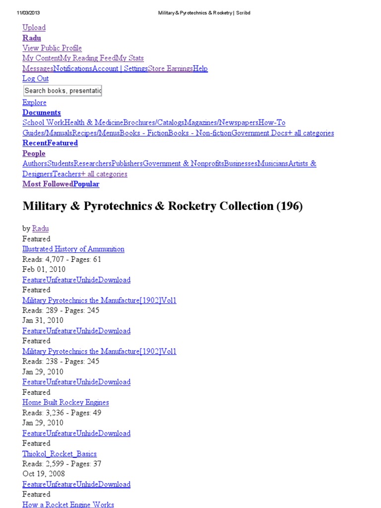 Military & Pyrotechnics & Rocketry - Scribd Collection | PDF | Rocket ...