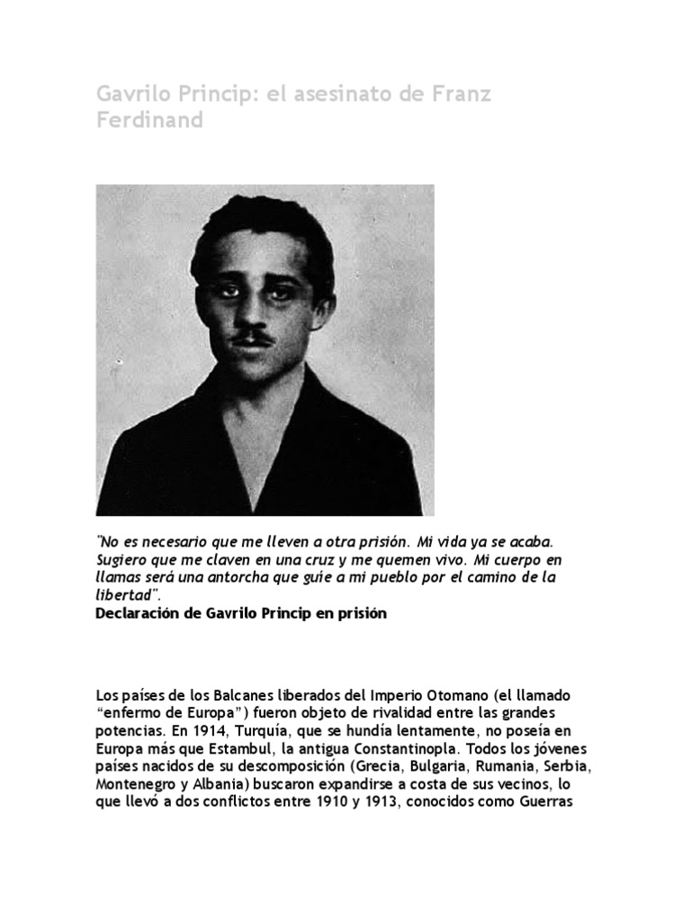 79638017 Gavrilo Princip El Asesinato de Franz Ferdinand | Austria ...