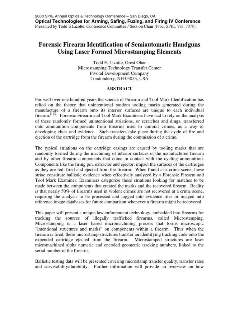 Forensic Firearm Identification of Semiautomatic Handguns - Lizotte ...