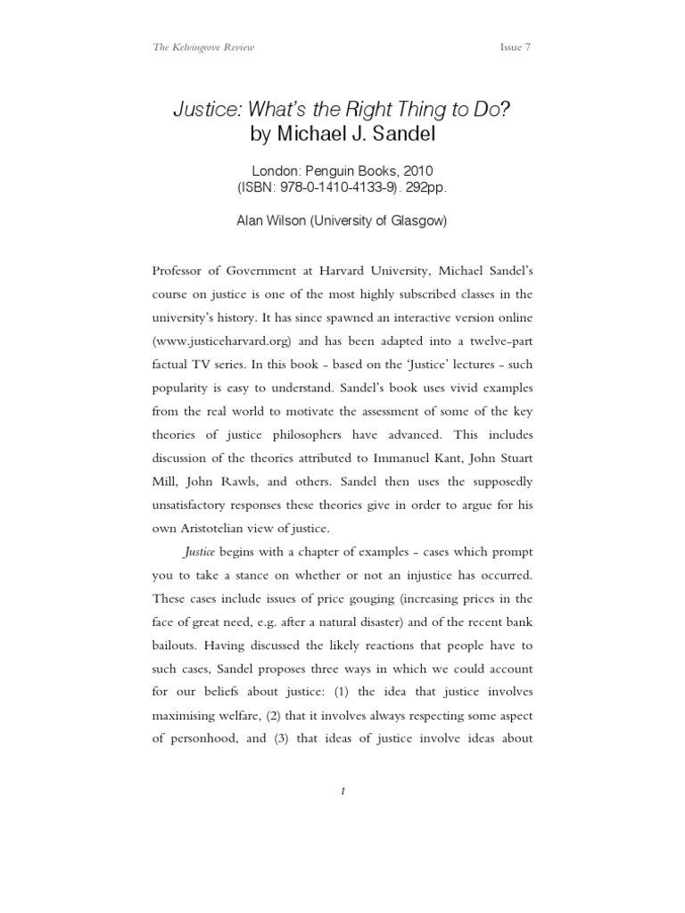 Sandel's Justice PDF | PDF | Utilitarianism | Justice