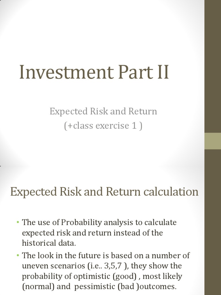Investment Part II-1 | PDF | Coefficient Of Variation | Risk