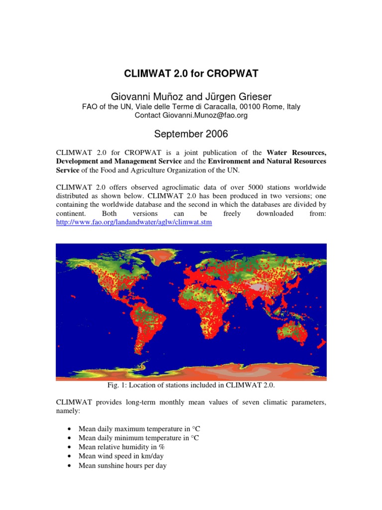 CLIMWAT - 2 SOftware | PDF | Evapotranspiration | Humidity