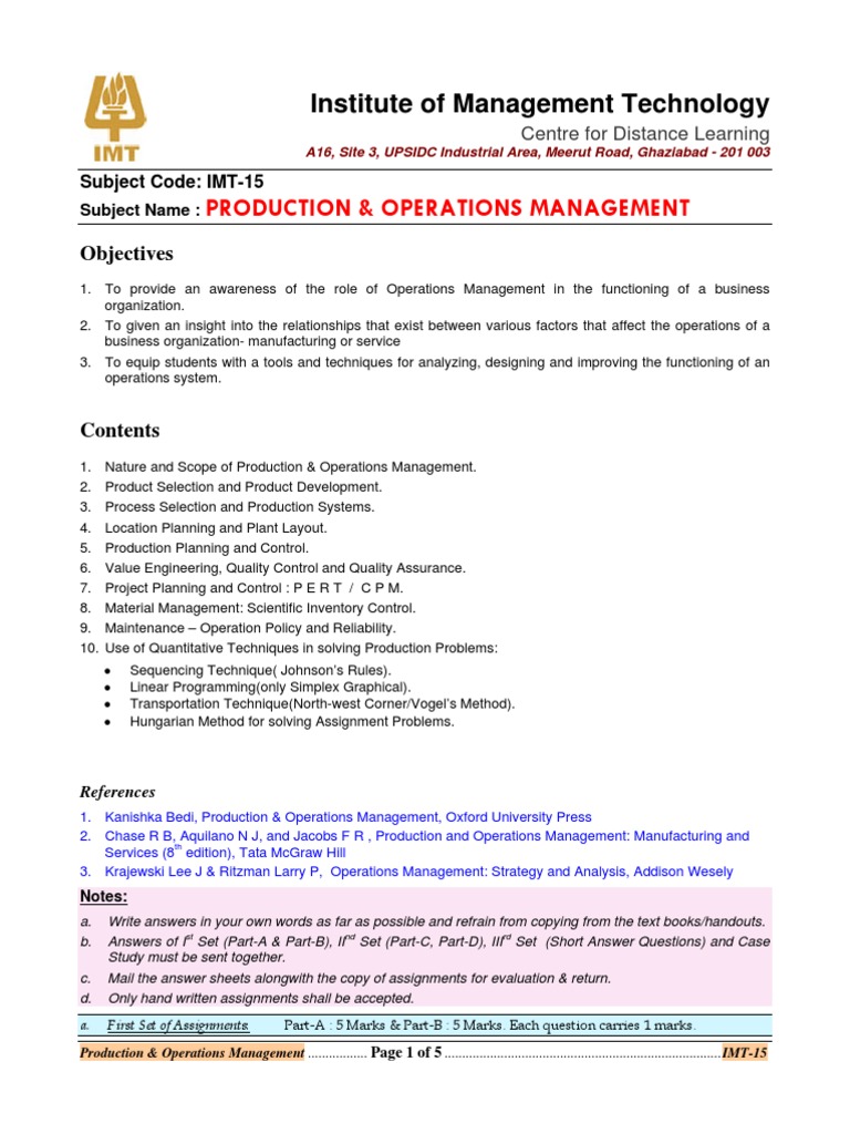 Imt 15 | PDF | Operations Management | Inventory