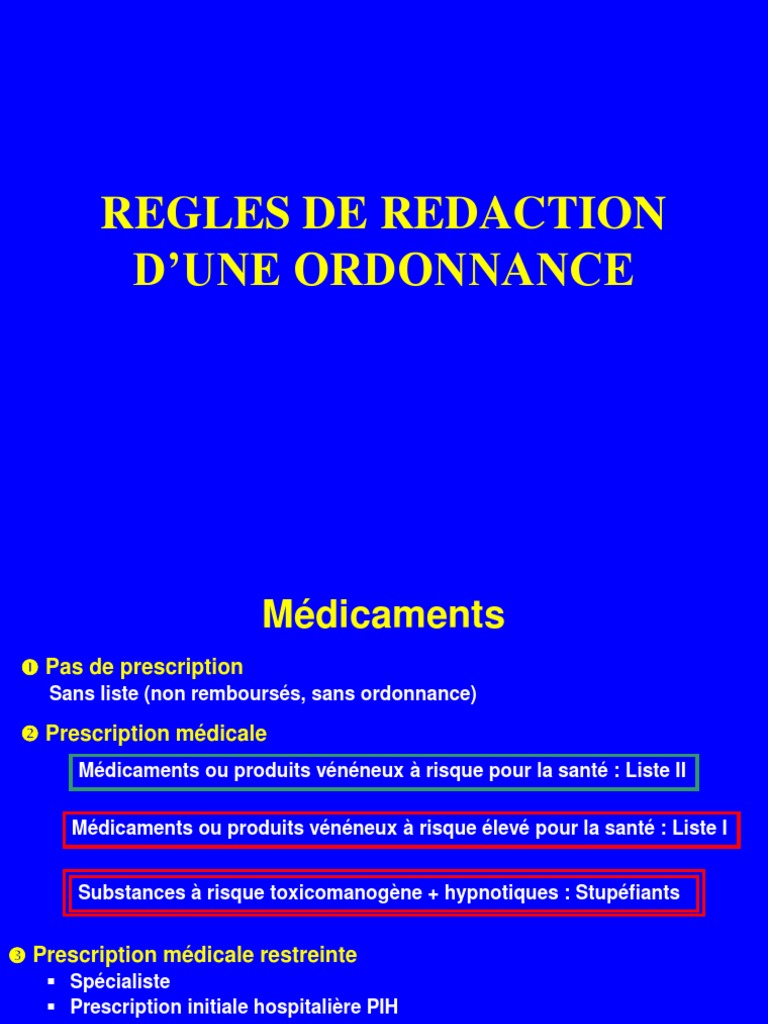 Règles de rédaction d'ordonnance médicale | PDF | Médicament | Antalgique