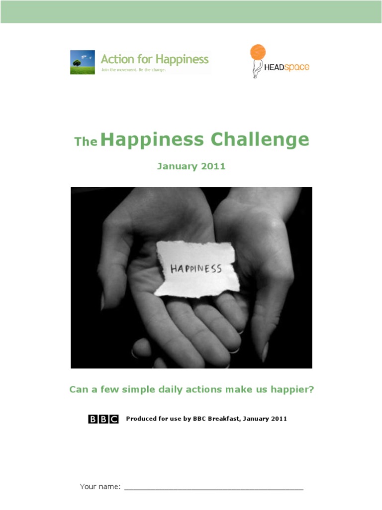The Happiness Challenge Workbook Updated | PDF | Gratitude | Happiness