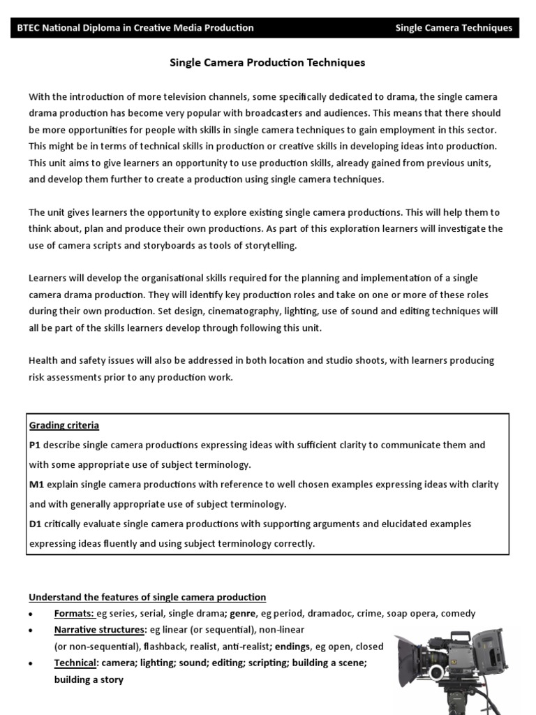 Single Camera Techniques | PDF | Filmmaking | Screenplay