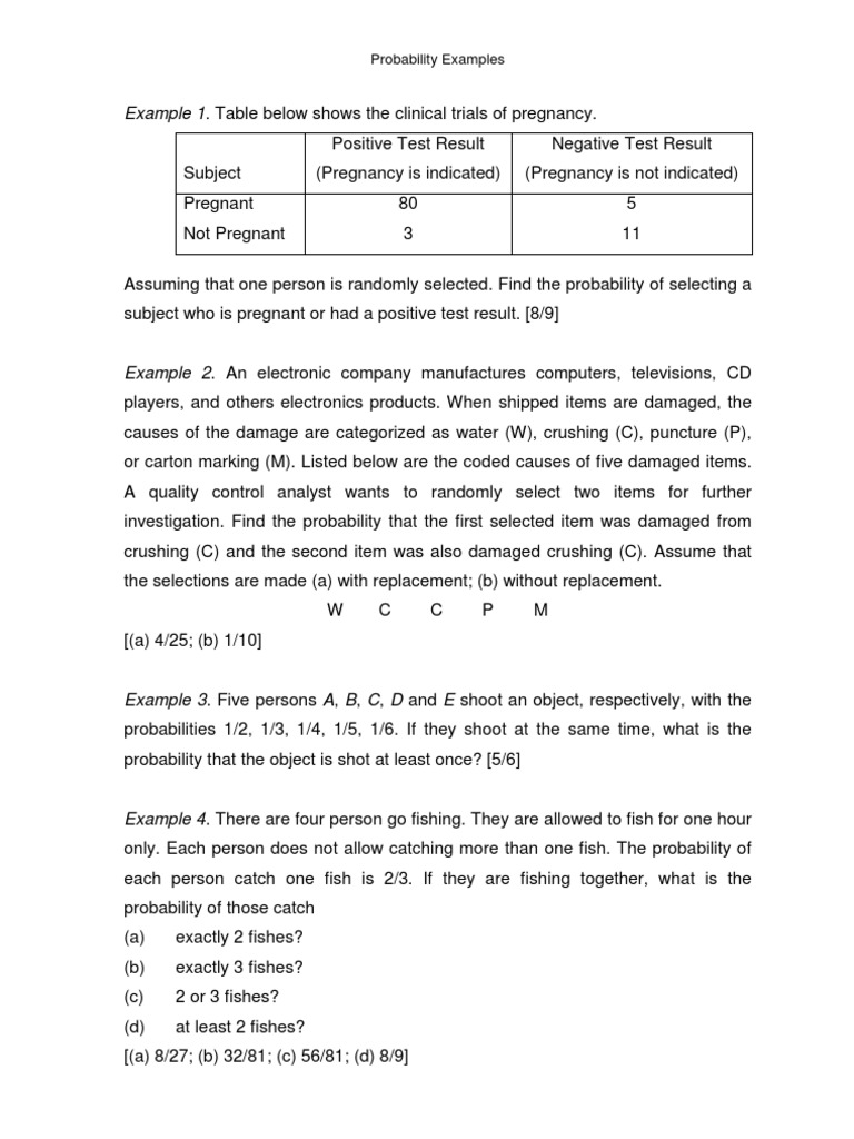 Probability Examples | PDF | Sensitivity And Specificity | Science