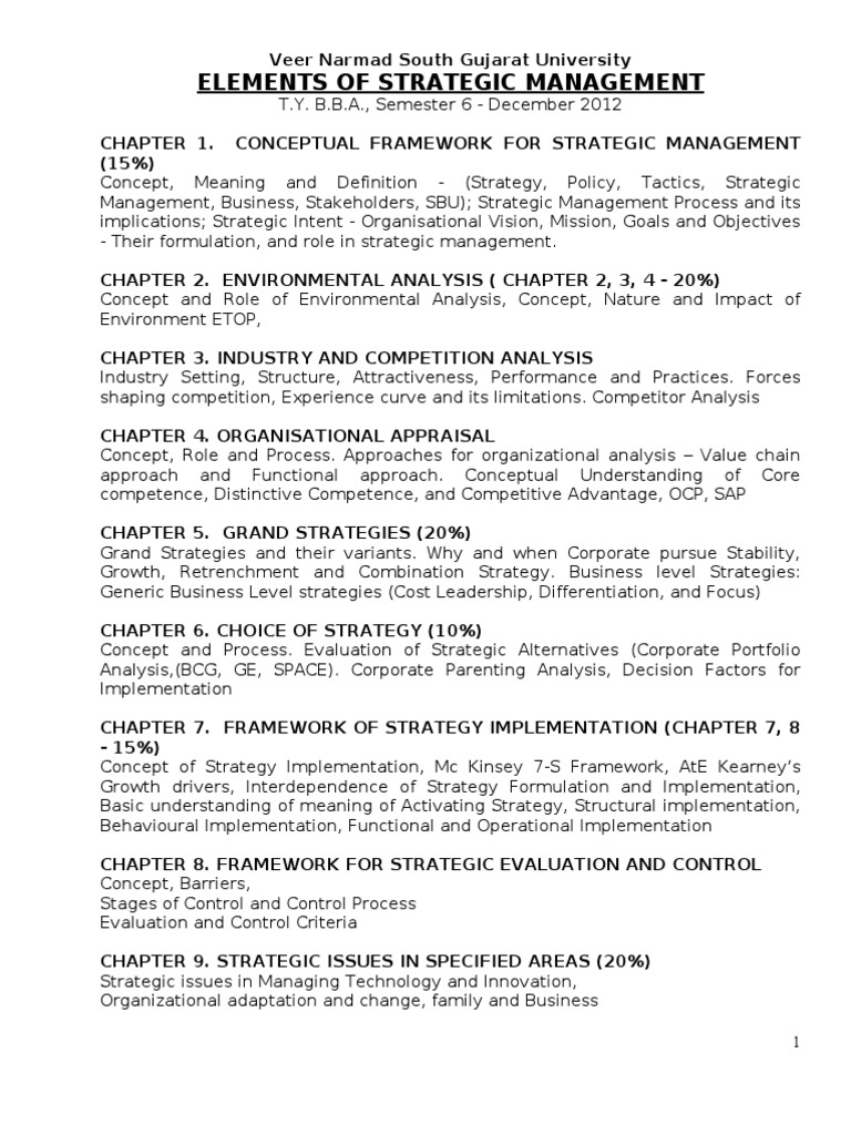 Strategic Management Syllabus | PDF | Strategic Management | Planning