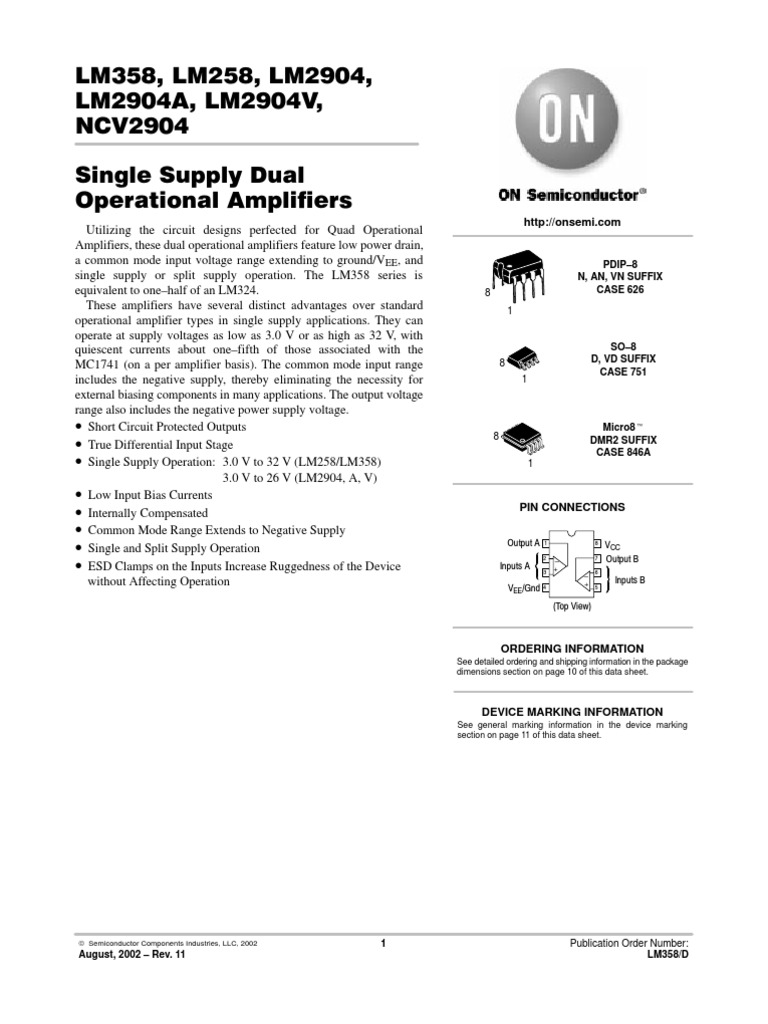 Data Sheet LM358 | Download Free PDF | Amplifier | Operational Amplifier
