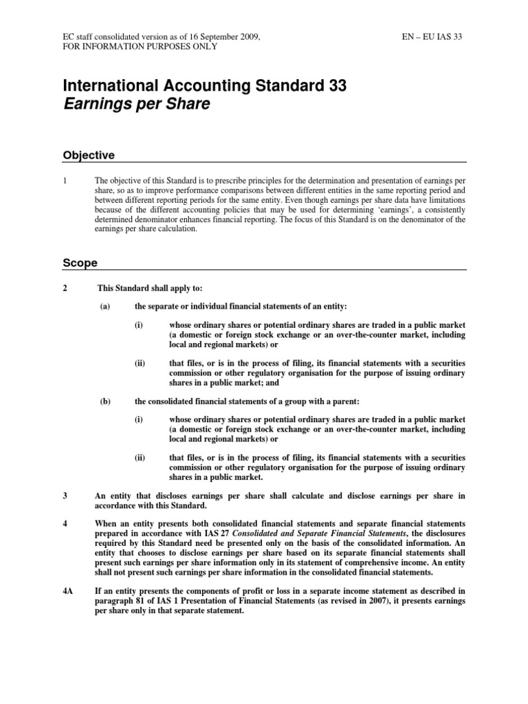 IAS 33: Earnings Per Share | PDF | Dividend | International Financial ...
