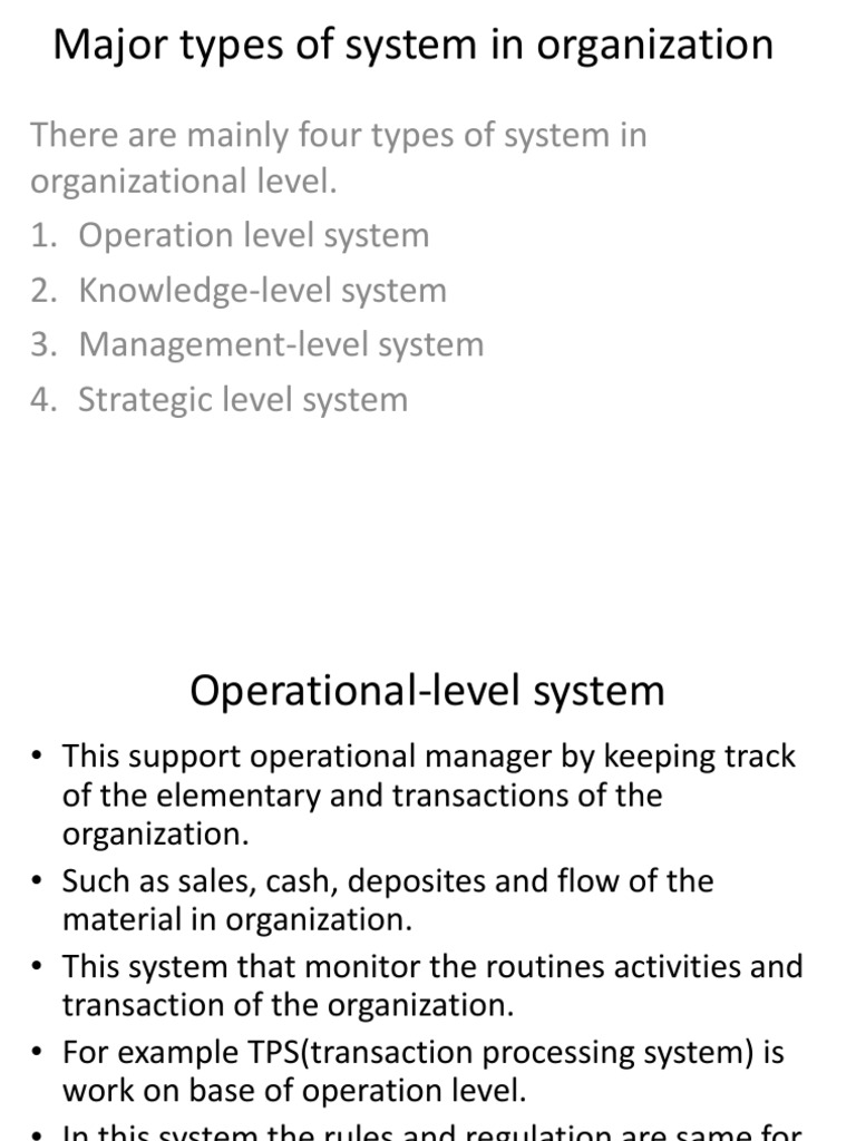 Major Types of System in Organization | PDF | Policy | Business