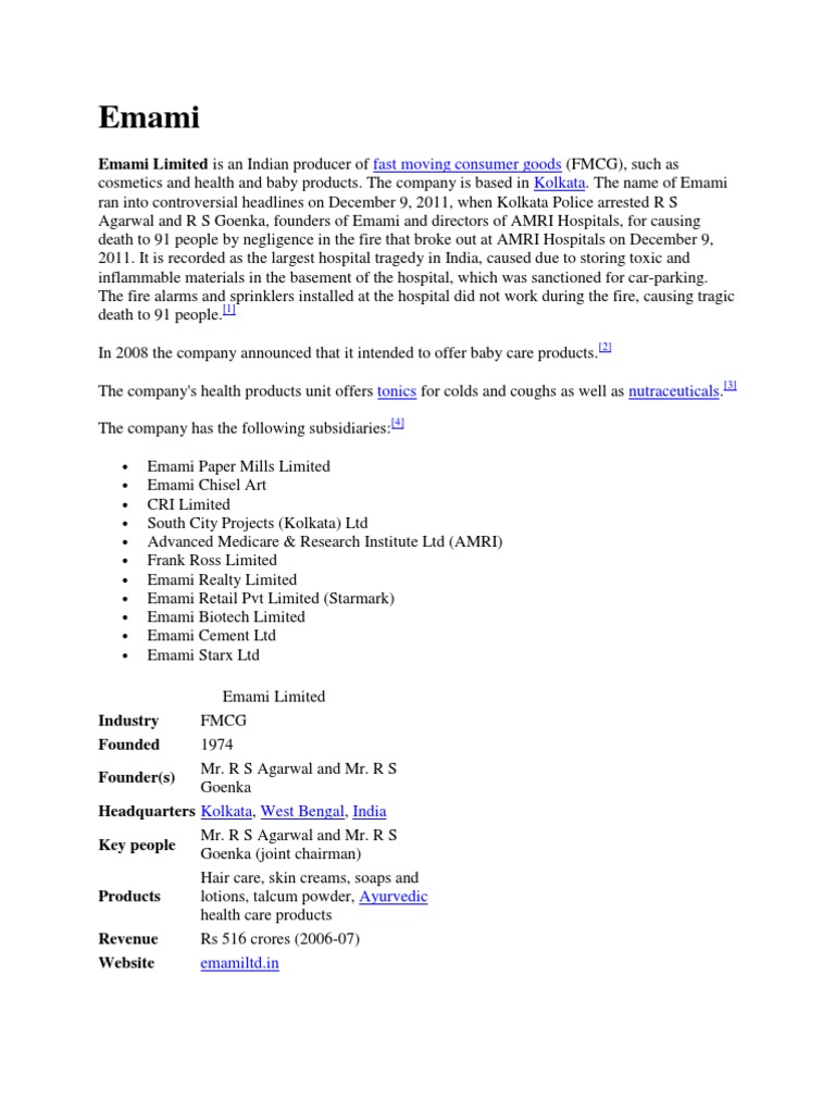 Emami | PDF | Business | Economy (General)