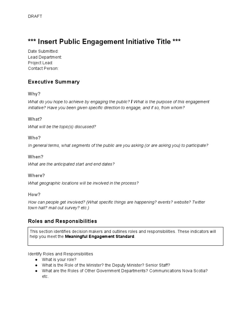 Public Engagement PlanningTemplate Draft Jan 2013 | PDF | Consensus ...