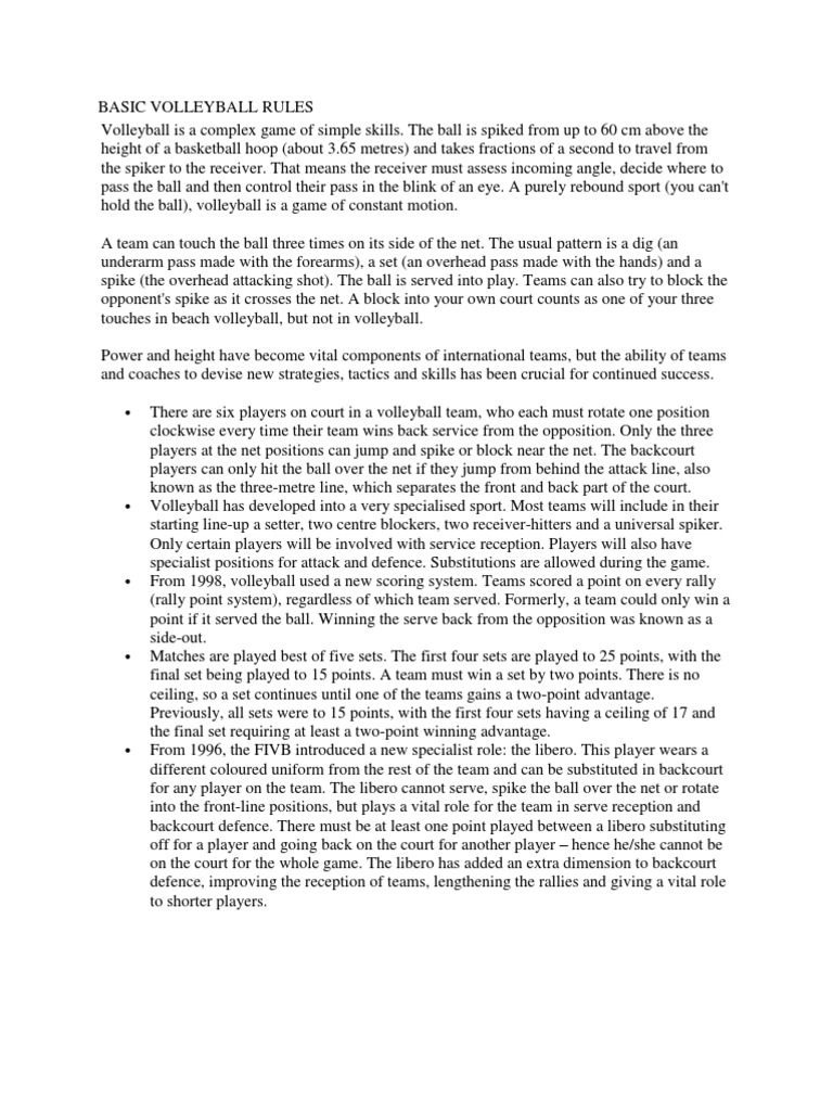 Basic Volleyball Rules | Volleyball | Team Sports