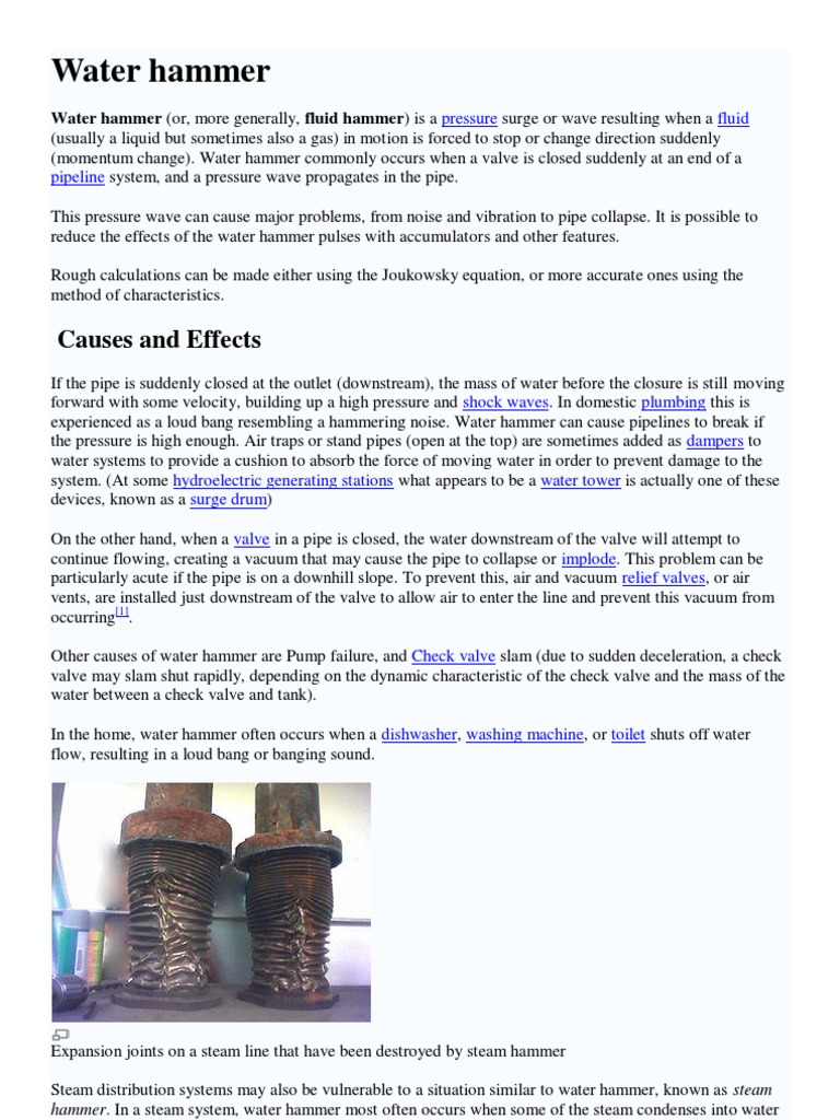 Water Hammer Calculation Formulas | PDF | Materials Science | Fluid ...