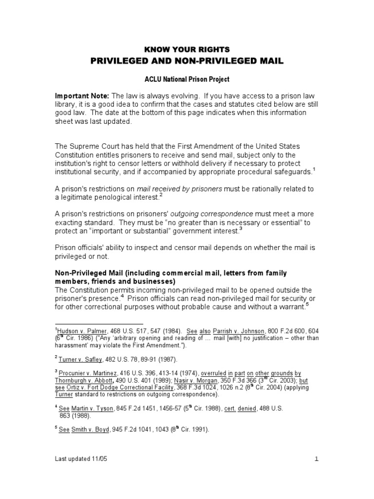 Prisoner Mail Rights | PDF | First Amendment To The United States ...