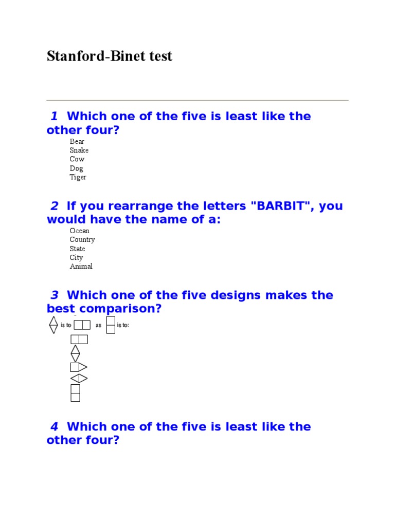 Test Stanford Binet | Food And Drink | Foods