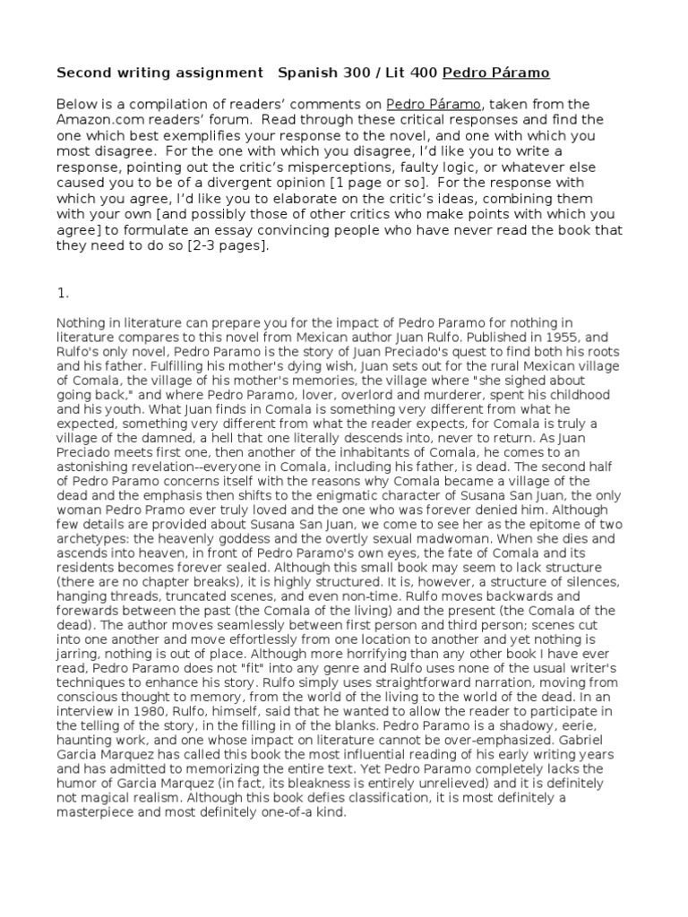 Second Writing Assignment Spanish 300 | PDF | Narration