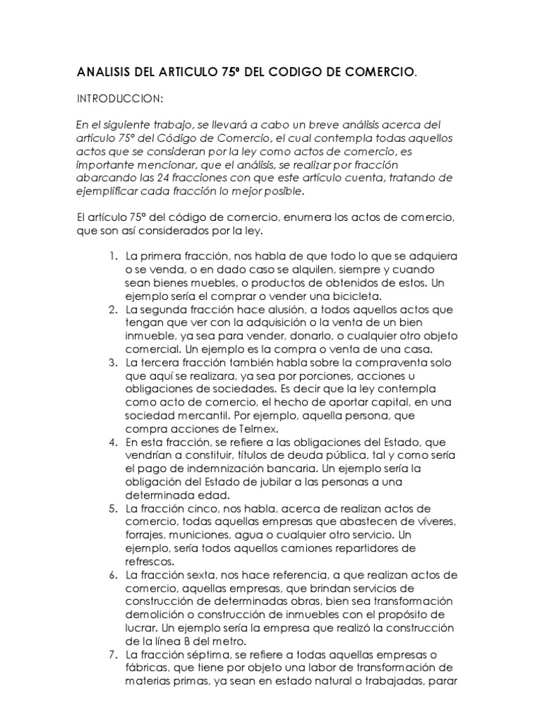 Análisis del Artículo 75 del Código de Comercio | PDF | Comercio | Bancos