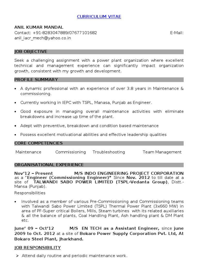ANIL Latest CV | PDF | Energy Technology | Pump