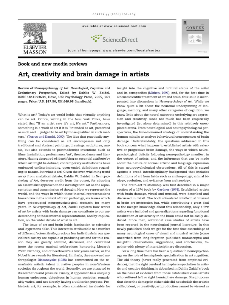 Art, Creativity and Brain Damage in Artists | PDF | Neuropsychology | Brain Art, Creativity and Brain Damage in Artists | PDF | Neuropsychology | Brain