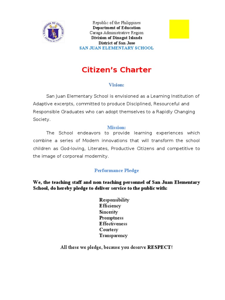 Citizens Chart For Schools | PDF | Identity Document | Government