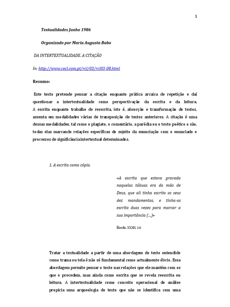 A escrita como intertexto | PDF | Discurso | Escrita