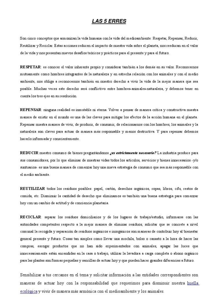 Las 5 Erres | PDF | Residuos | Vida