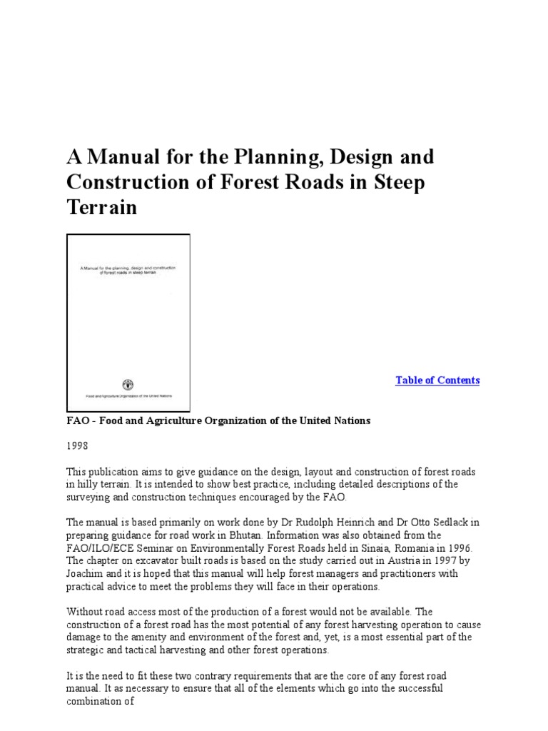 A Manual For The Planning, Design and Construction of Forest Roads in ...