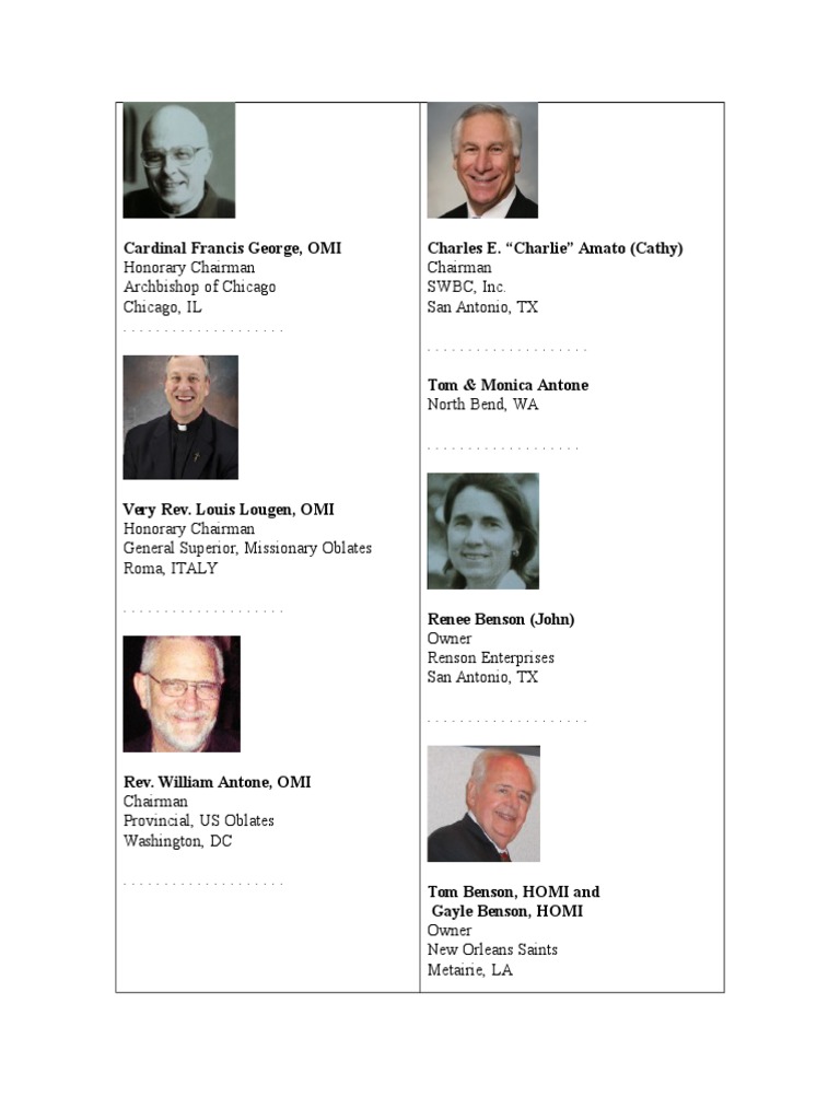 Cardinal Francis George, OMI Charles E. "Charlie" Amato (Cathy) | PDF ...